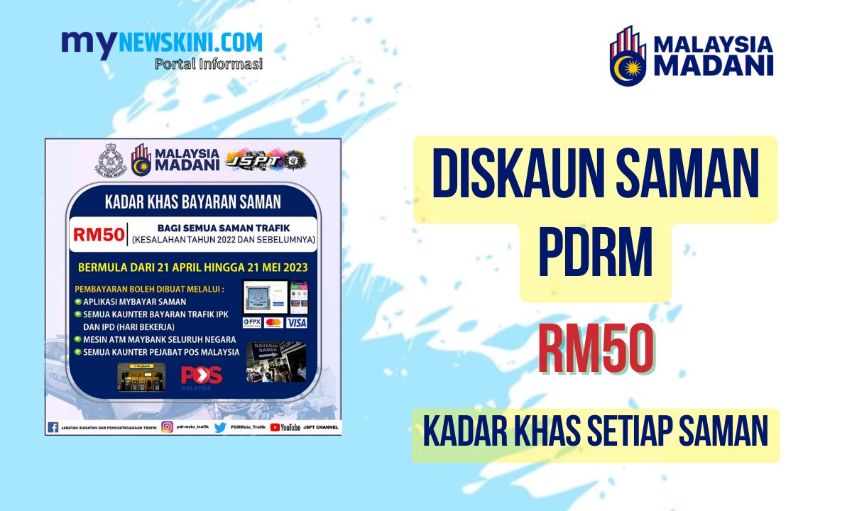 Diskaun Saman PDRM Setiap Saman Kadar Khas RM50 21 April – 21 Mei 2023 | Mynewskini 2024